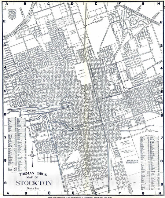 Historic Map : 1938 Thomas Bros. Map of Stockton, California. - Vintag ...