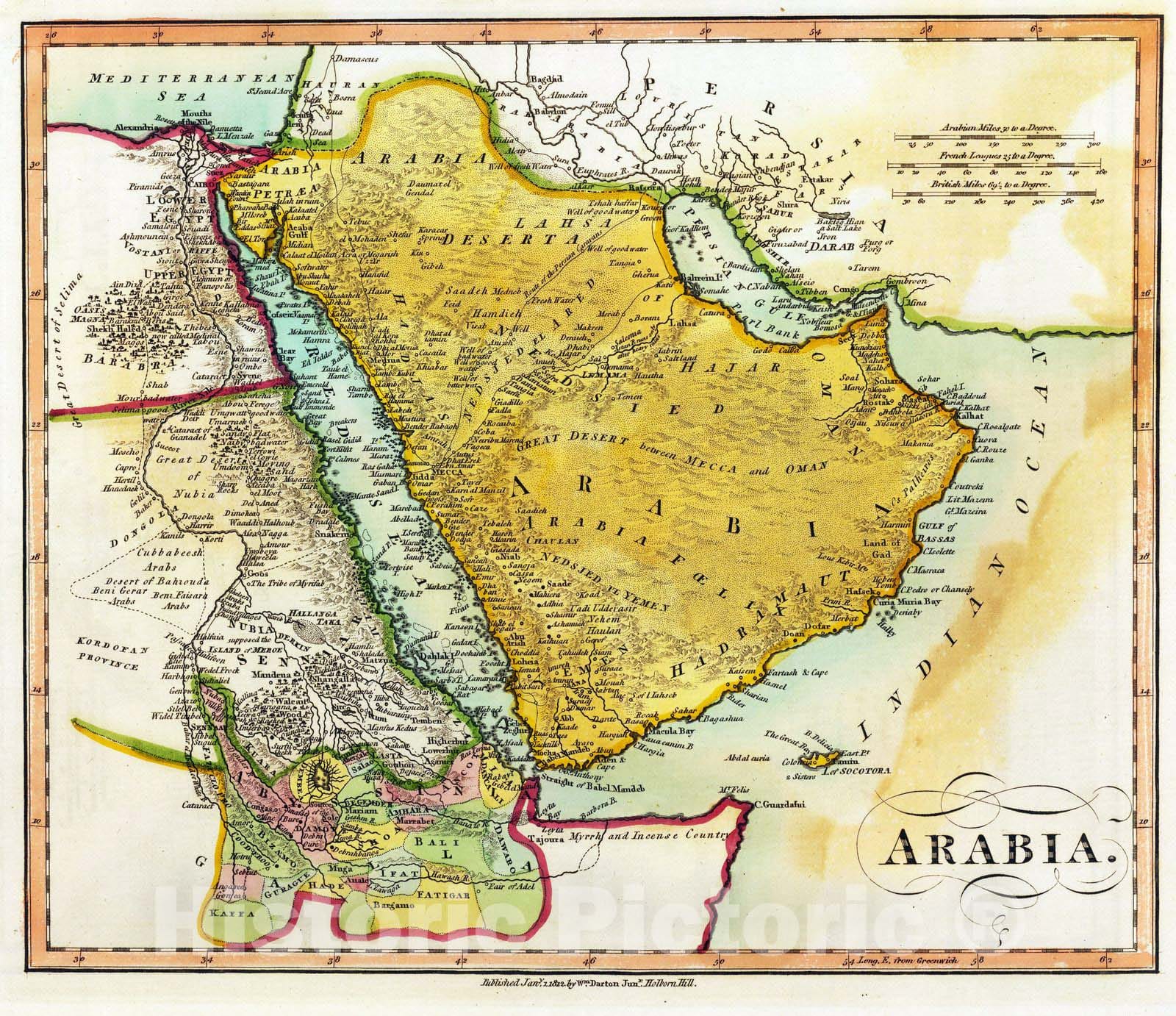 Historic Map : 1812 Arabia. - Vintage Wall Art – Historic Pictoric