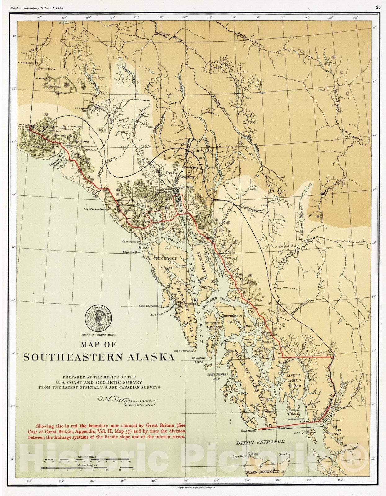 Southeastern Alaska Boundaries 1903 Historical Map Print – Historic ...