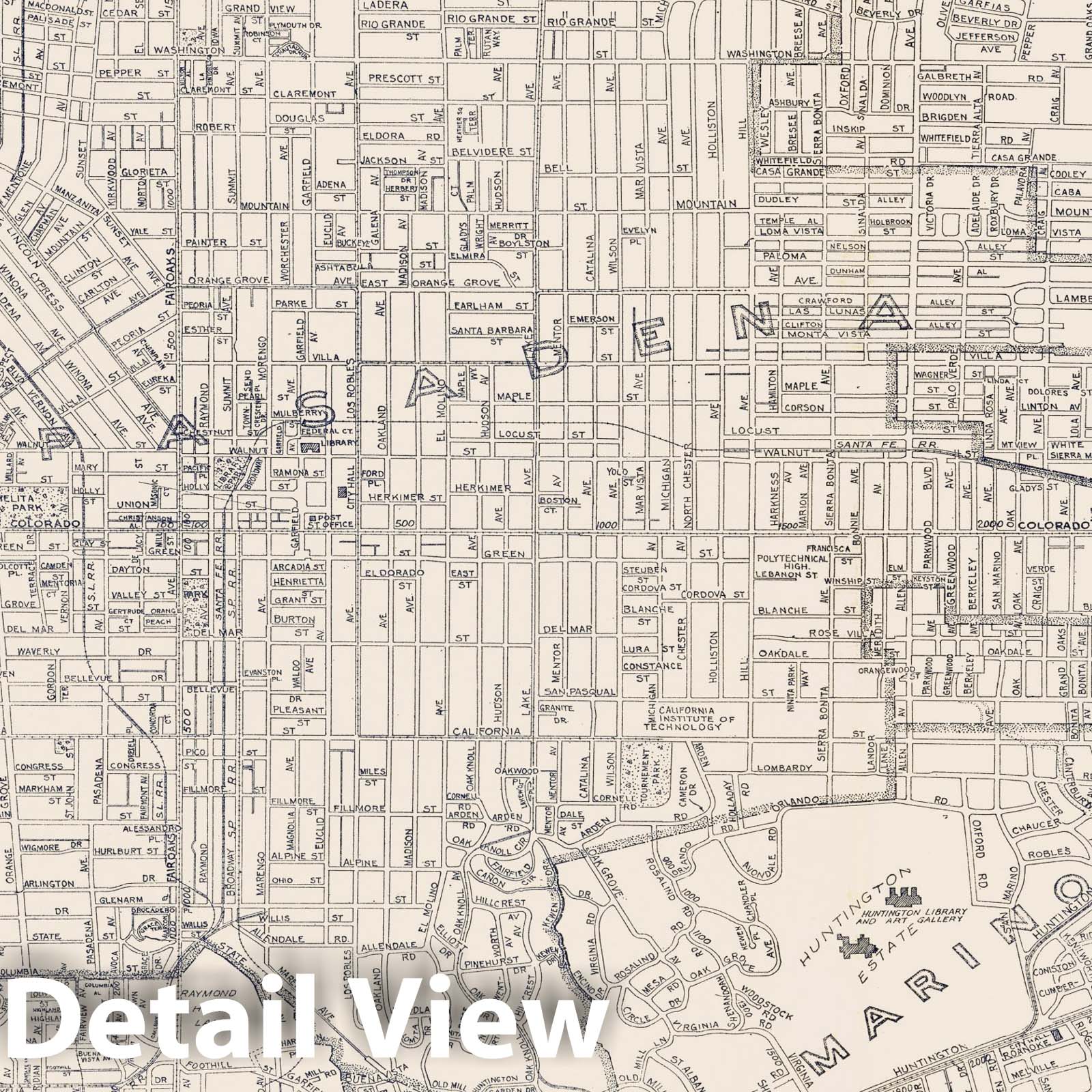 Historic Map - 1938 Thomas Bros. Map of Pasadena, Altadena, South Pasa ...