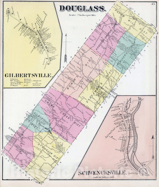 Historic Map : 1871 Douglass, Montgomery County, Pennsylvania. Gilbert ...