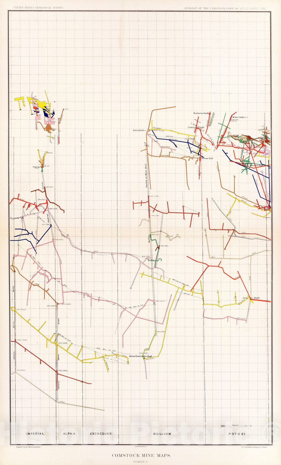 Historic Map : Geologic Atlas - 1882 Comstock Mine Maps. Number V. - V ...