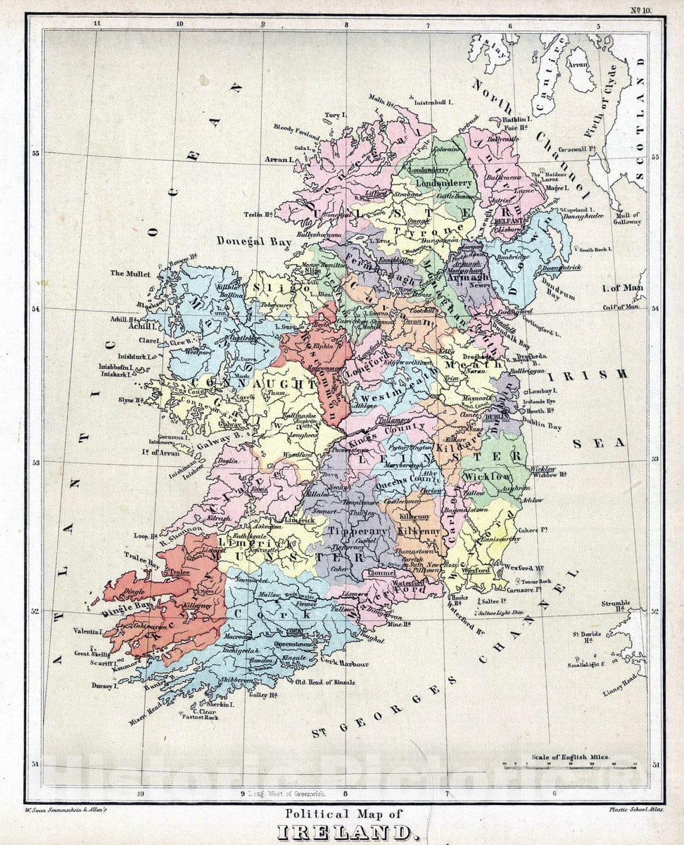 Historic Map : 1880 Political Map of Ireland. - Vintage Wall Art ...