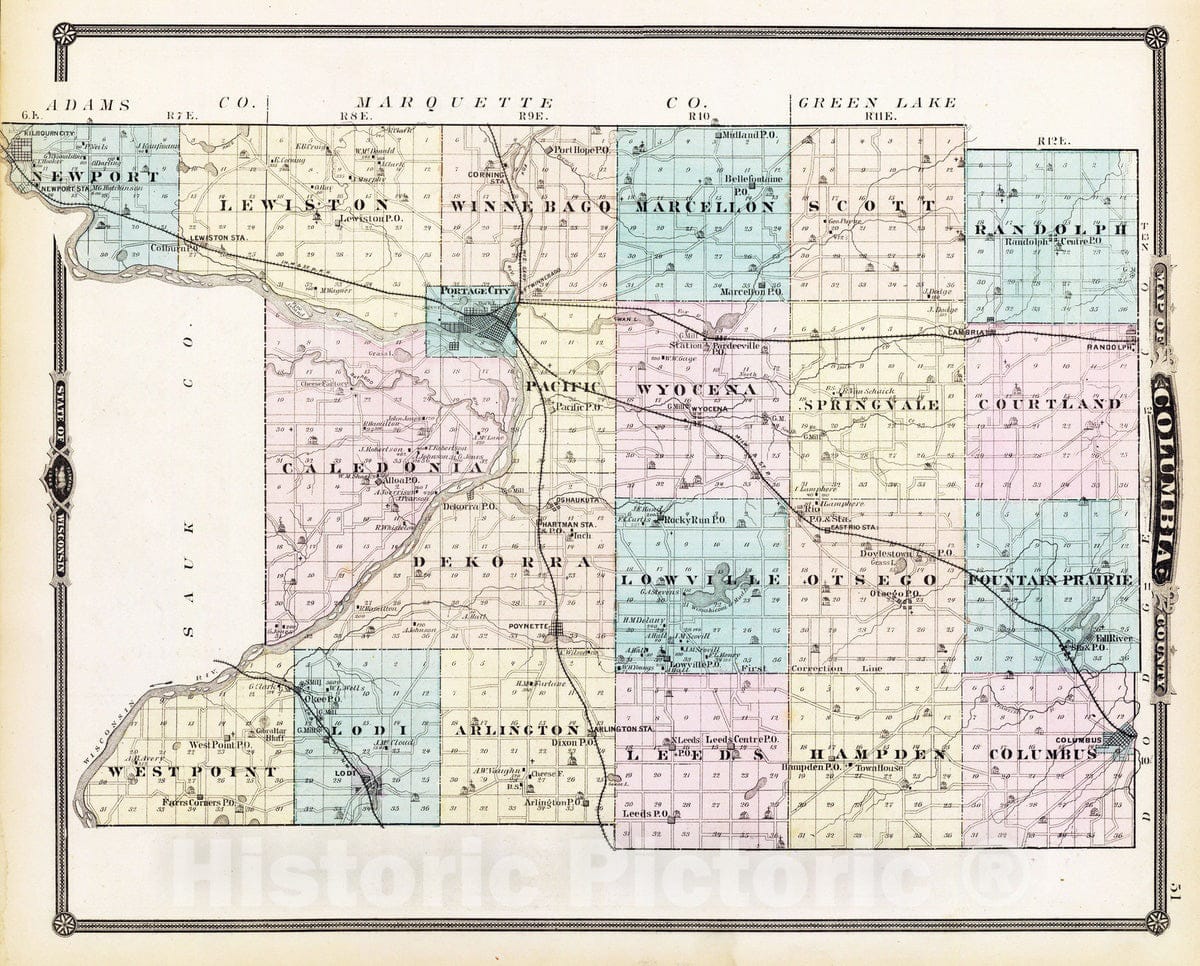 Columbia Country Map