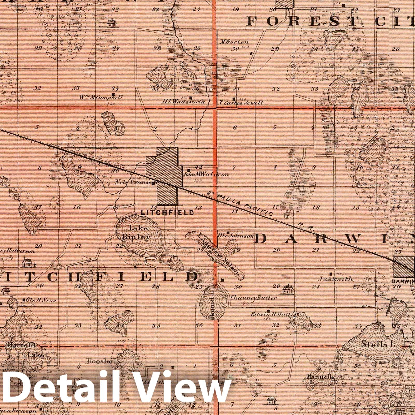 Historic Map : 1874 Map of Meeker County, Minn. - Vintage Wall Art ...