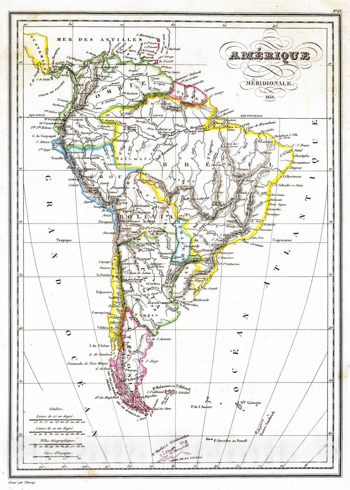 Historic Wall Map : 1837 Amerique Meridionale. v2 - Vintage Wall Art ...