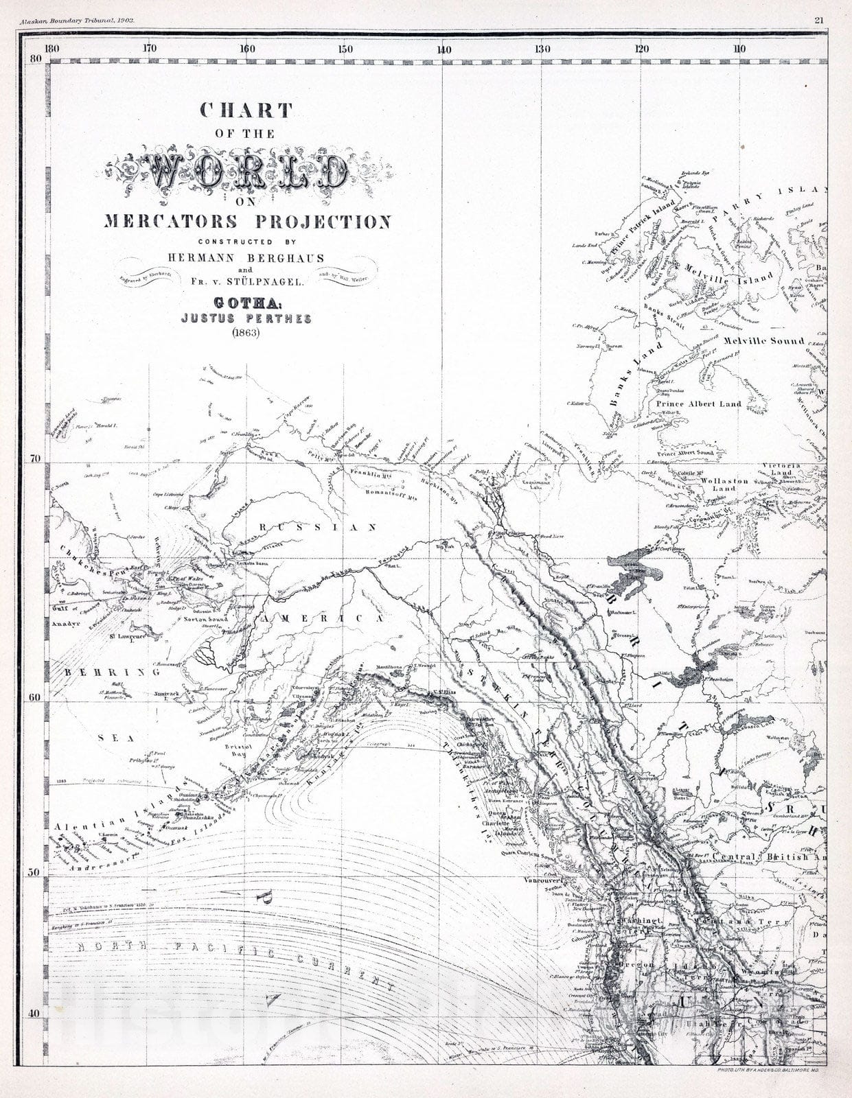 Historic Map : 1863 Chart of the World (portion). - Vintage Wall Art ...