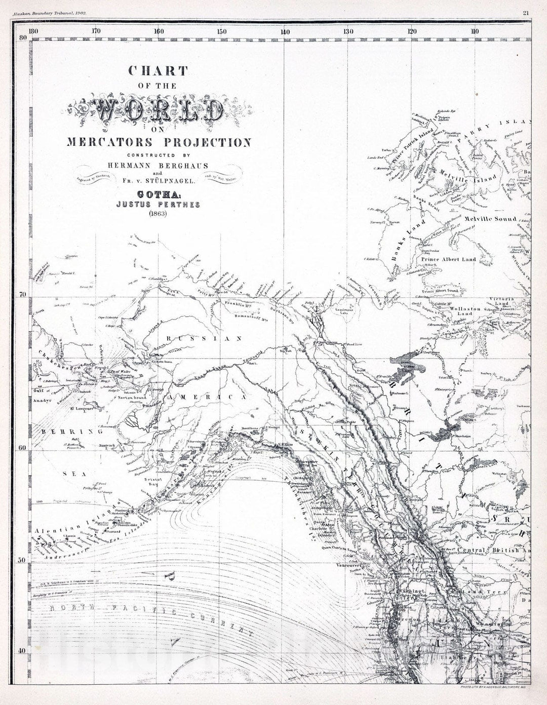 Historic Map : 1863 Chart of the World (portion). - Vintage Wall Art ...