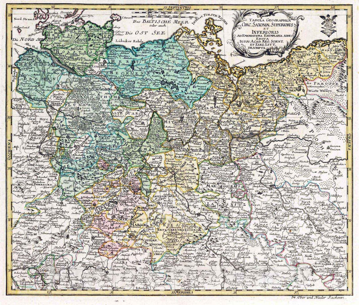Historic Map : Germany, , Europe 1753 Tabula geographica Circ. Saxonia ...