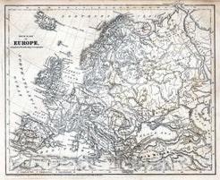 Historic Map : School Atlas - 1849 Physical Map Of Europe - Vintage Wa ...