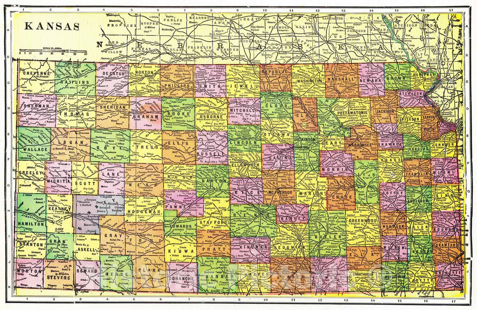 Historic Map : 1909 Kansas. - Vintage Wall Art – Historic Pictoric