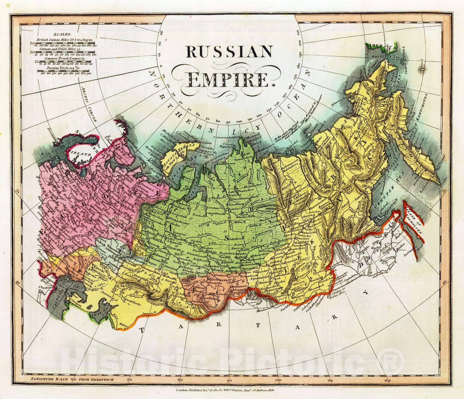 Historical Maps Of Russian Empire Antique Map Of The Russian Empire In