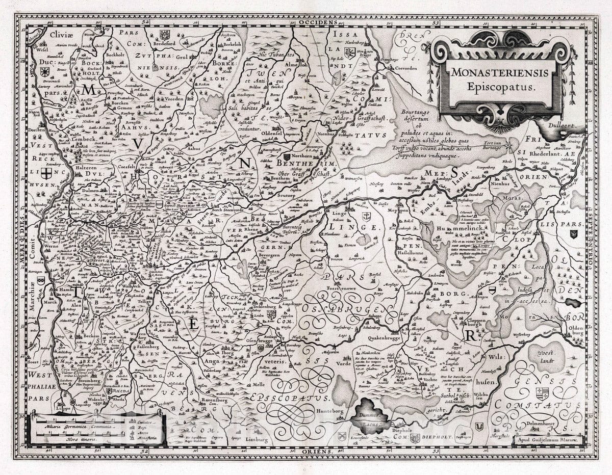 Historic Map : Linge River (Netherlands) 1630 Monasteriensis Episcopat ...
