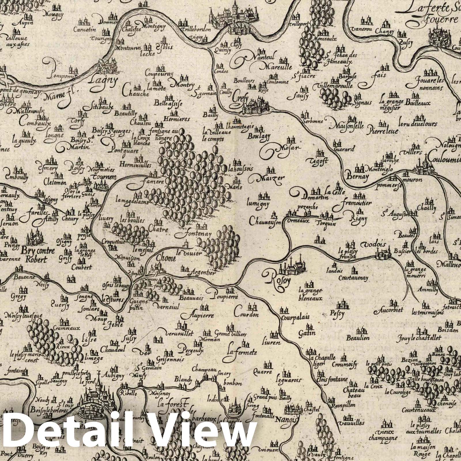 Historic Map : Marne , France 1632 Description du Pais de Brie. , Vint ...