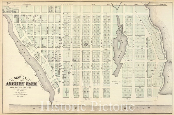 Historic Wall Map : 1878 Map of Asbury Park, Monmouth County, New Jers ...