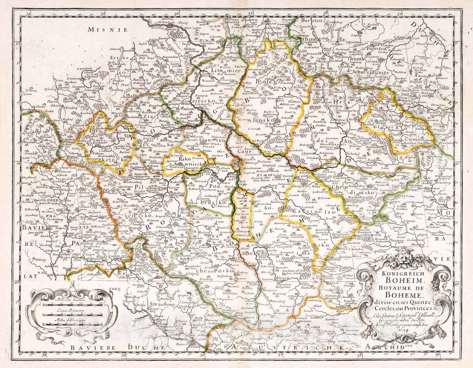 Historic Map : 1654 Kingdom of Bohemia, Czech Republic. - Vintage Wall ...