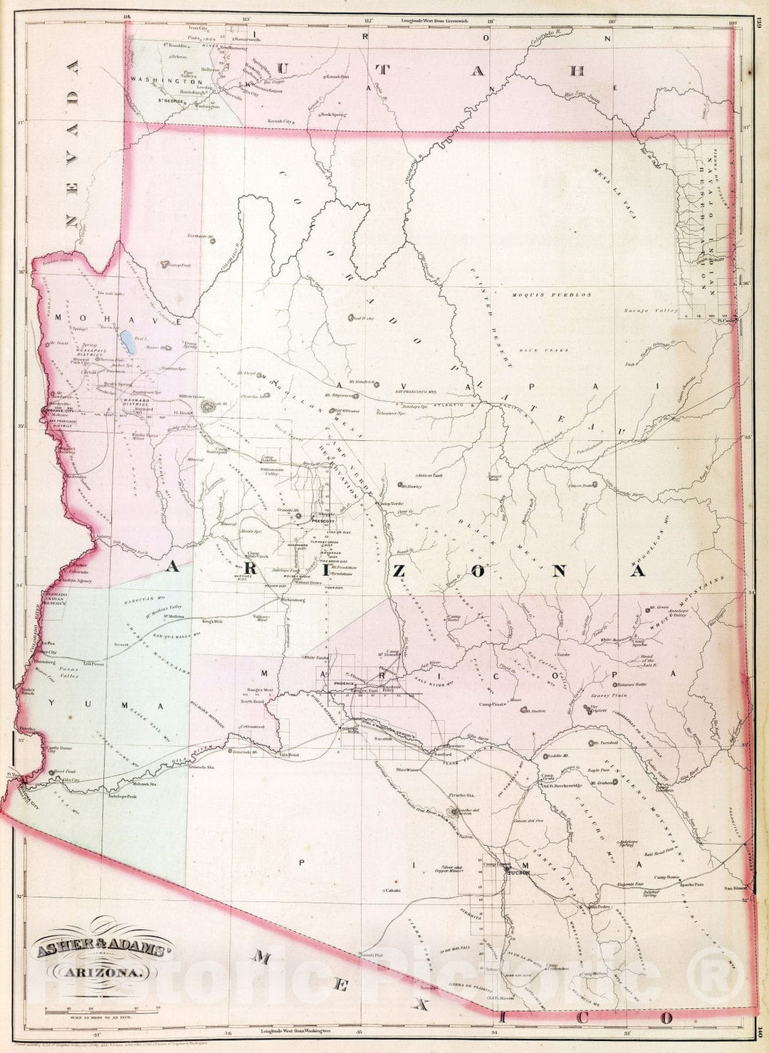 Historic Map : Commercial Reference Book - 1875 Arizona. - Vintage Wal – Historic Pictoric