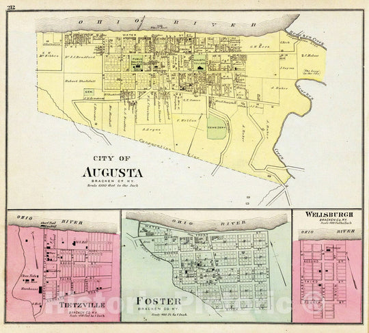 Historic Map : 1877 City of Augusta, (with) Tietzville, Foster, Wellsb ...