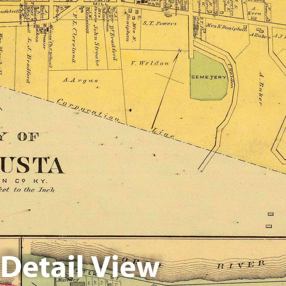 Historic Map : 1877 City of Augusta, (with) Tietzville, Foster, Wellsb ...