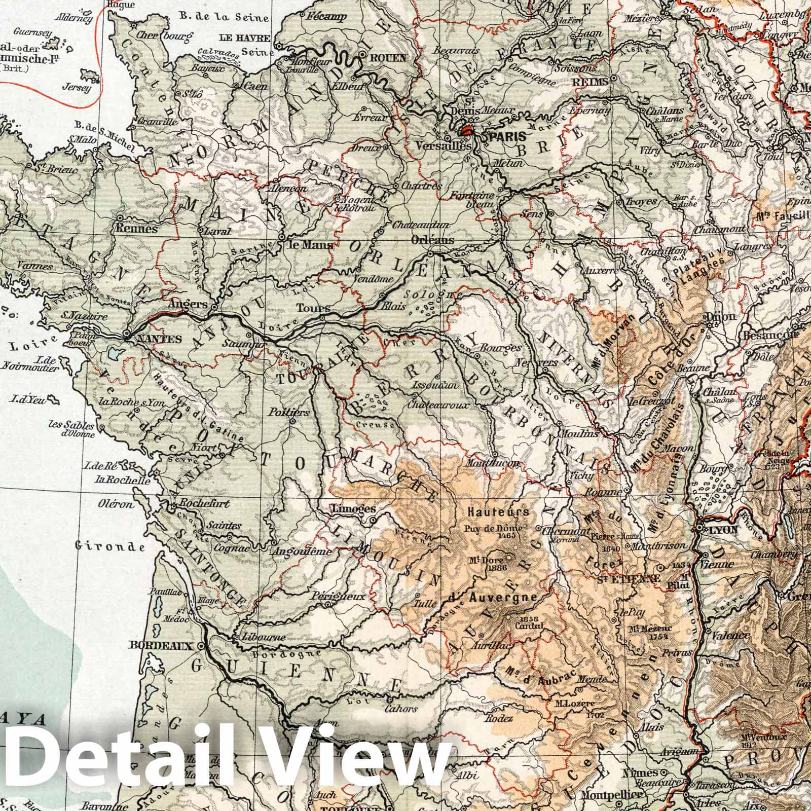 Historic Map : France, , Europe 1896 Frankreich , Vintage Wall Art ...