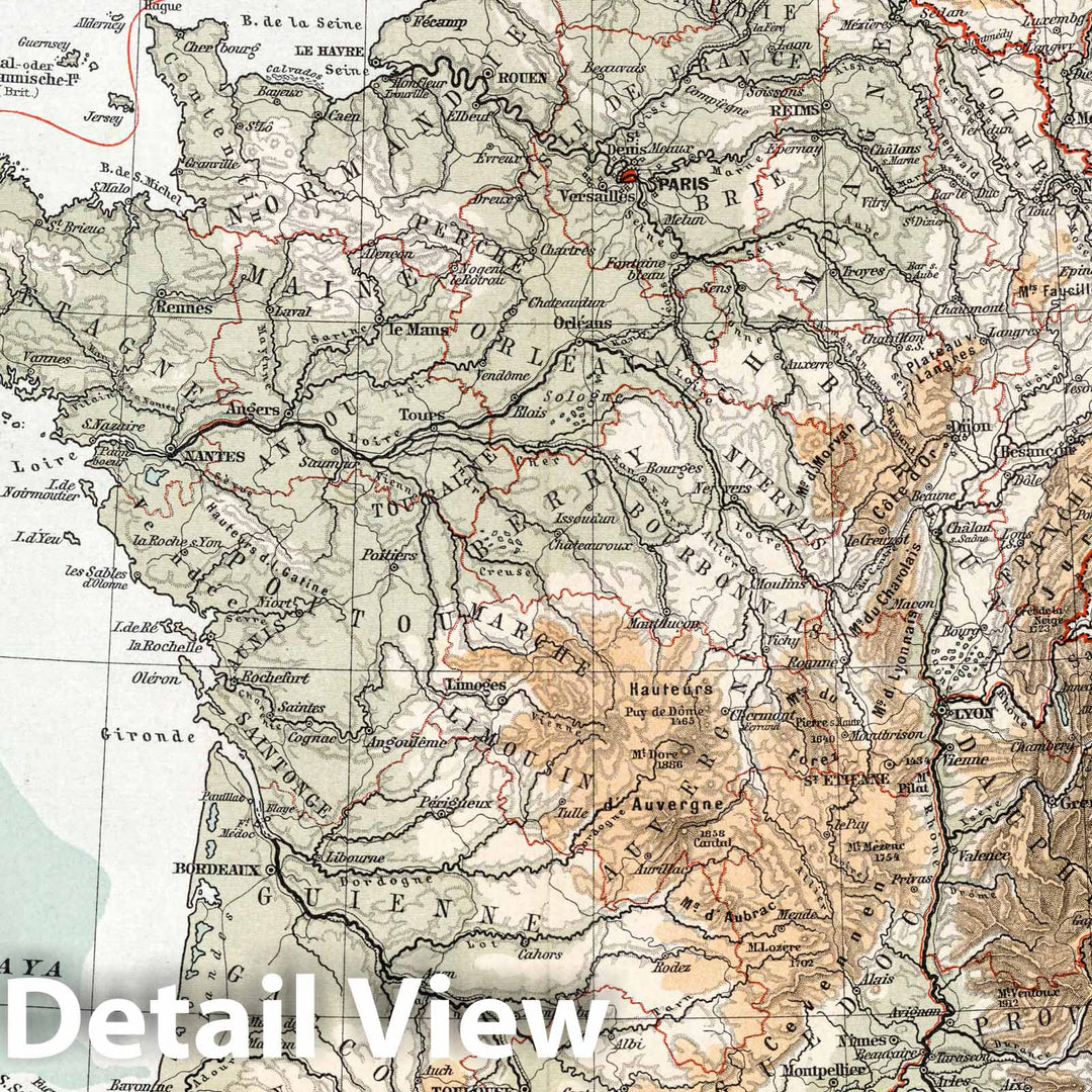 Historic Map : France, , Europe 1896 Frankreich , Vintage Wall Art ...