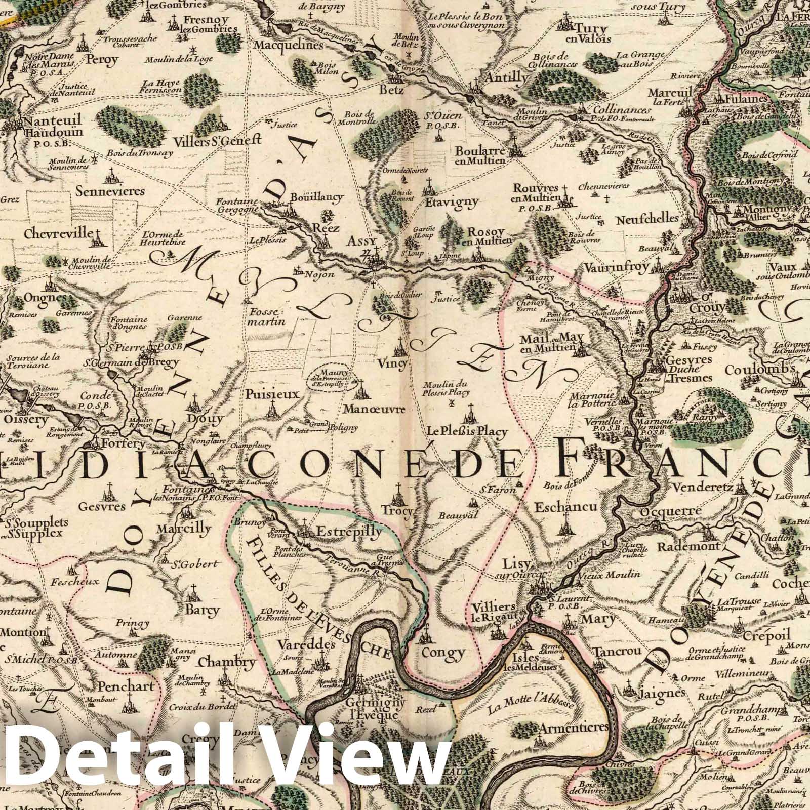 Historic Map : 1695 Eveschede Meaux (northern sheet). - Vintage Wall A ...