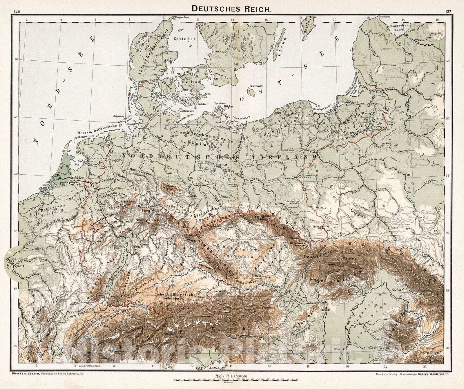 Historic Map : Germany, 1896 Deutsches Reich , Vintage Wall Art ...