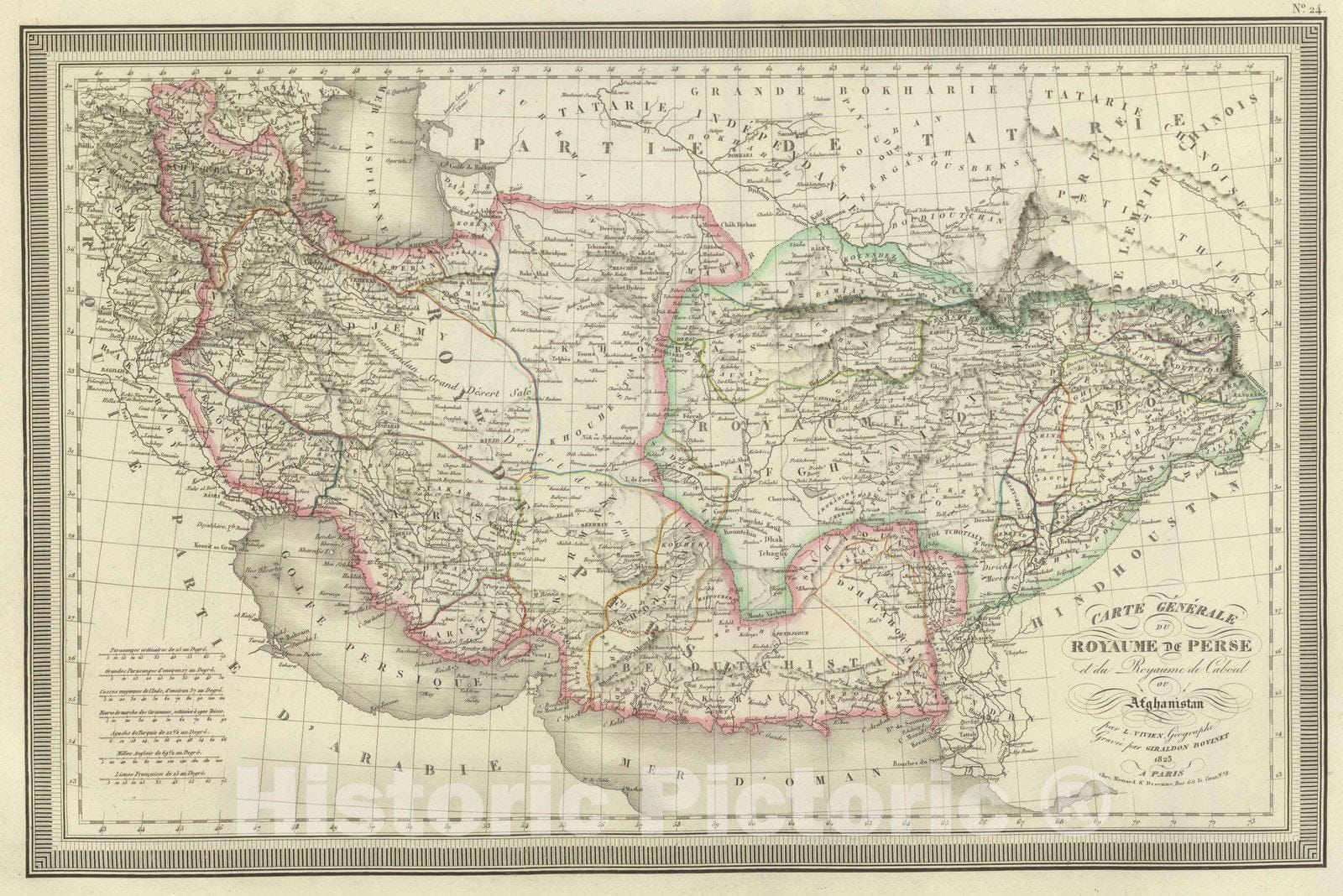Historic Map : Afghanistan; Iran, 1825 Royaume de Perse et du Royaume ...