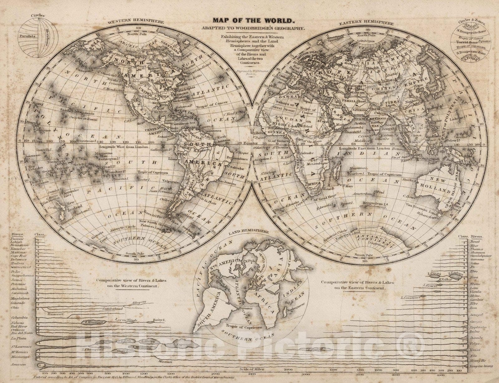 Historic Map : School Atlas - 1845 Map Of The World - Vintage Wall Art ...