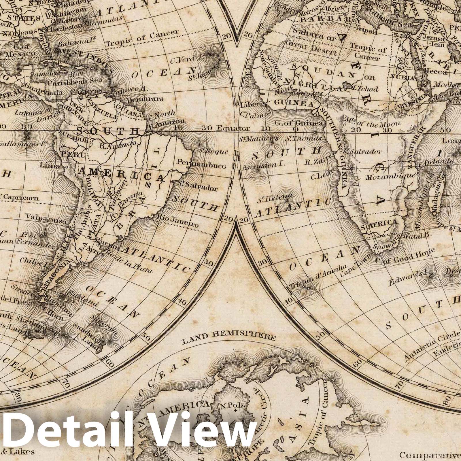 Historic Map : School Atlas - 1845 Map Of The World - Vintage Wall Art ...