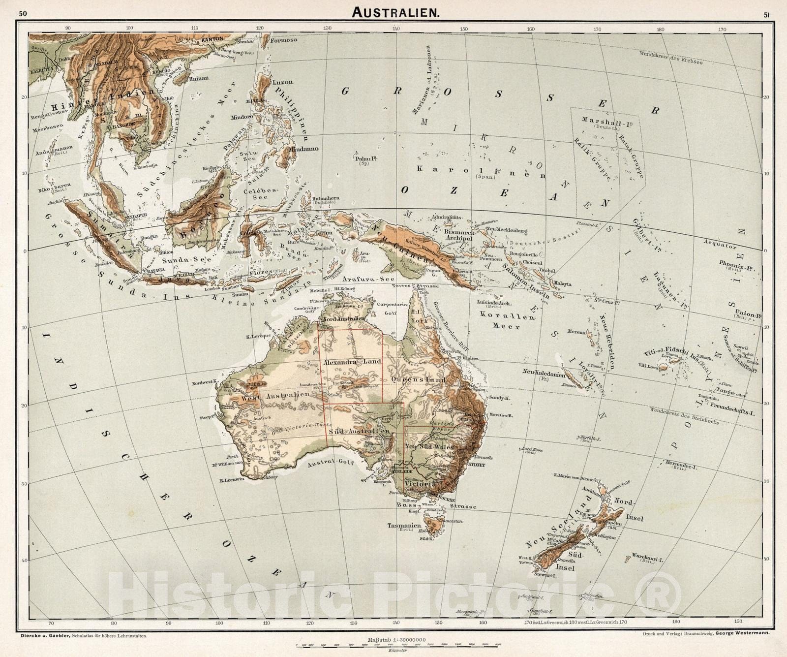 Historic Map : New Zealand, Australia 1896 Australien , Vintage Wall A ...