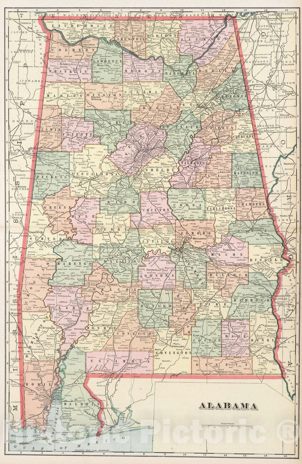 Historic Map : 1901 Alabama - Vintage Wall Art – Historic Pictoric