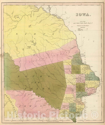 Historic Map : 1845 Iowa. v1 - Vintage Wall Art – Historic Pictoric