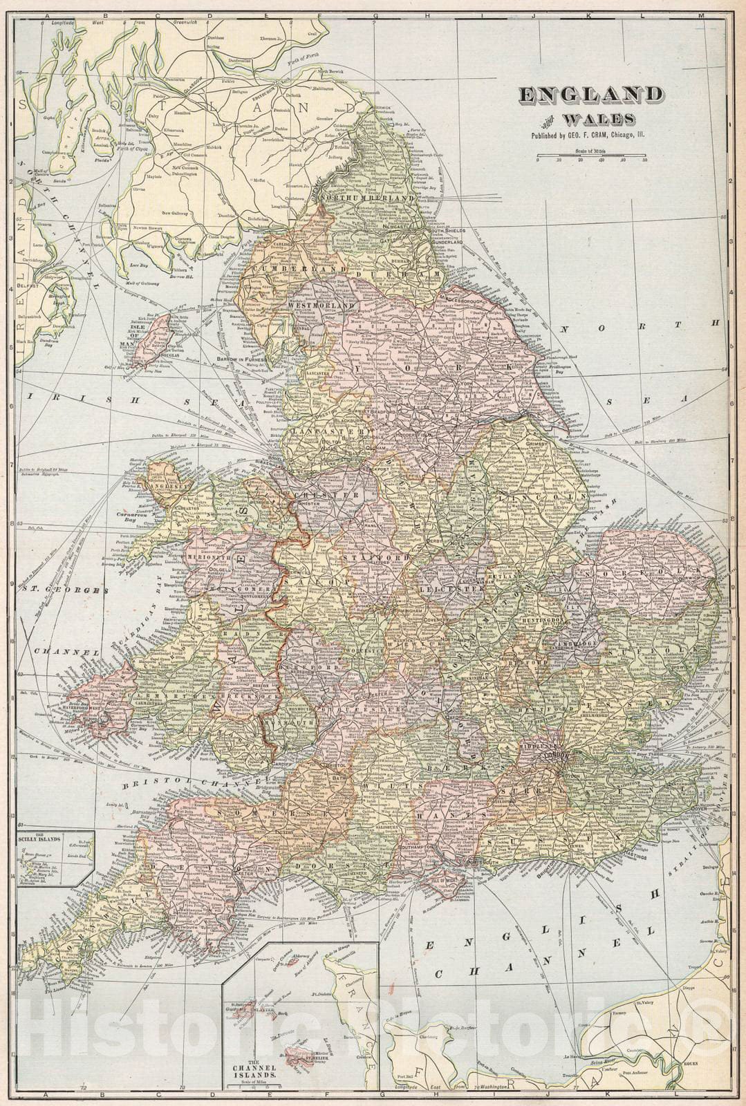 Historic Map : 1901 England and Wales : Vintage Wall Art – Historic ...