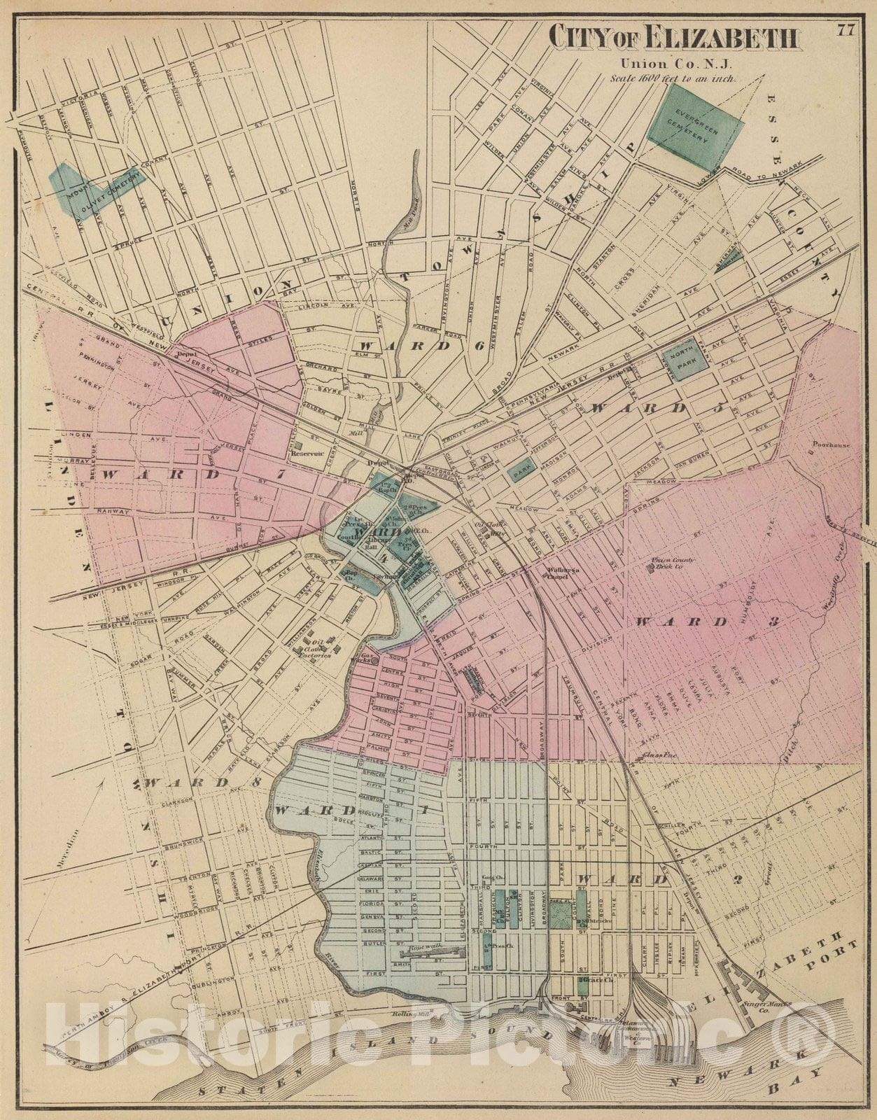 Historic Map : 1872 Elizabeth, N.J. - Vintage Wall Art – Historic Pictoric