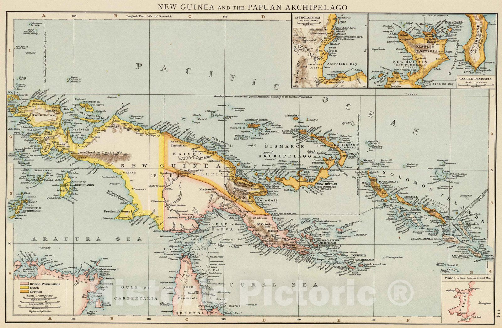 Historic Map : 1895 New Guinea, Papuan Archipelago. - Vintage Wall Art ...