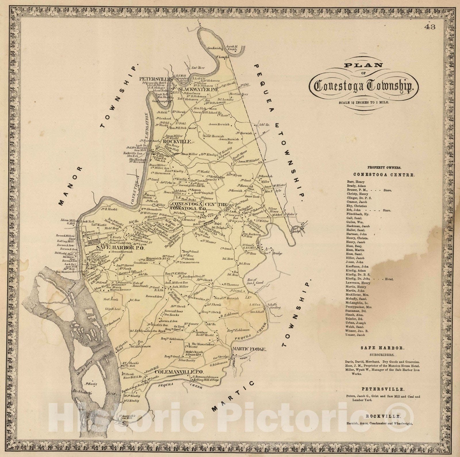 Historic Map : 1864 Conestoga Township, Lancaster County, Pennsylvania ...