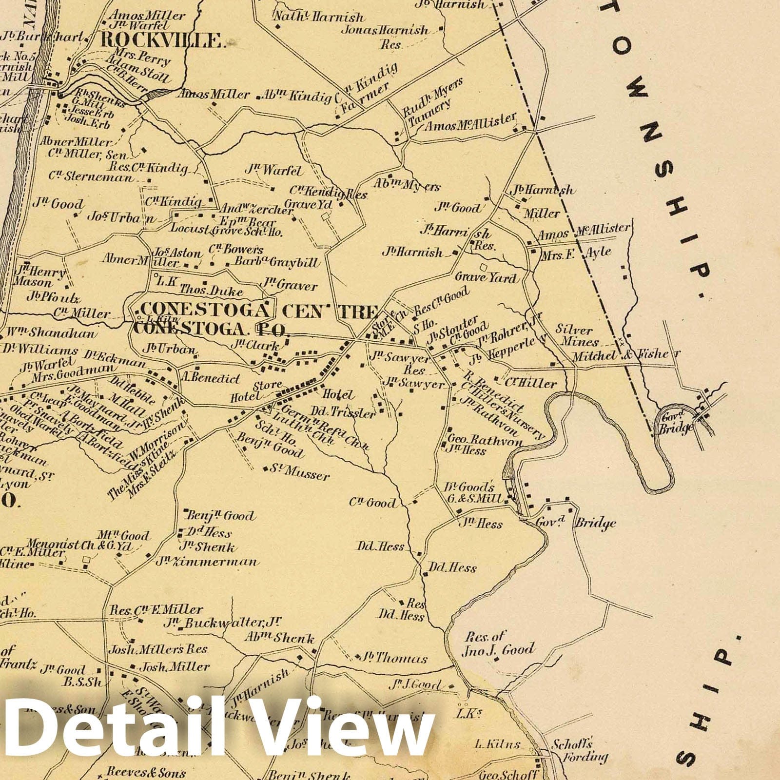 Historic Map : 1864 Conestoga Township, Lancaster County, Pennsylvania ...