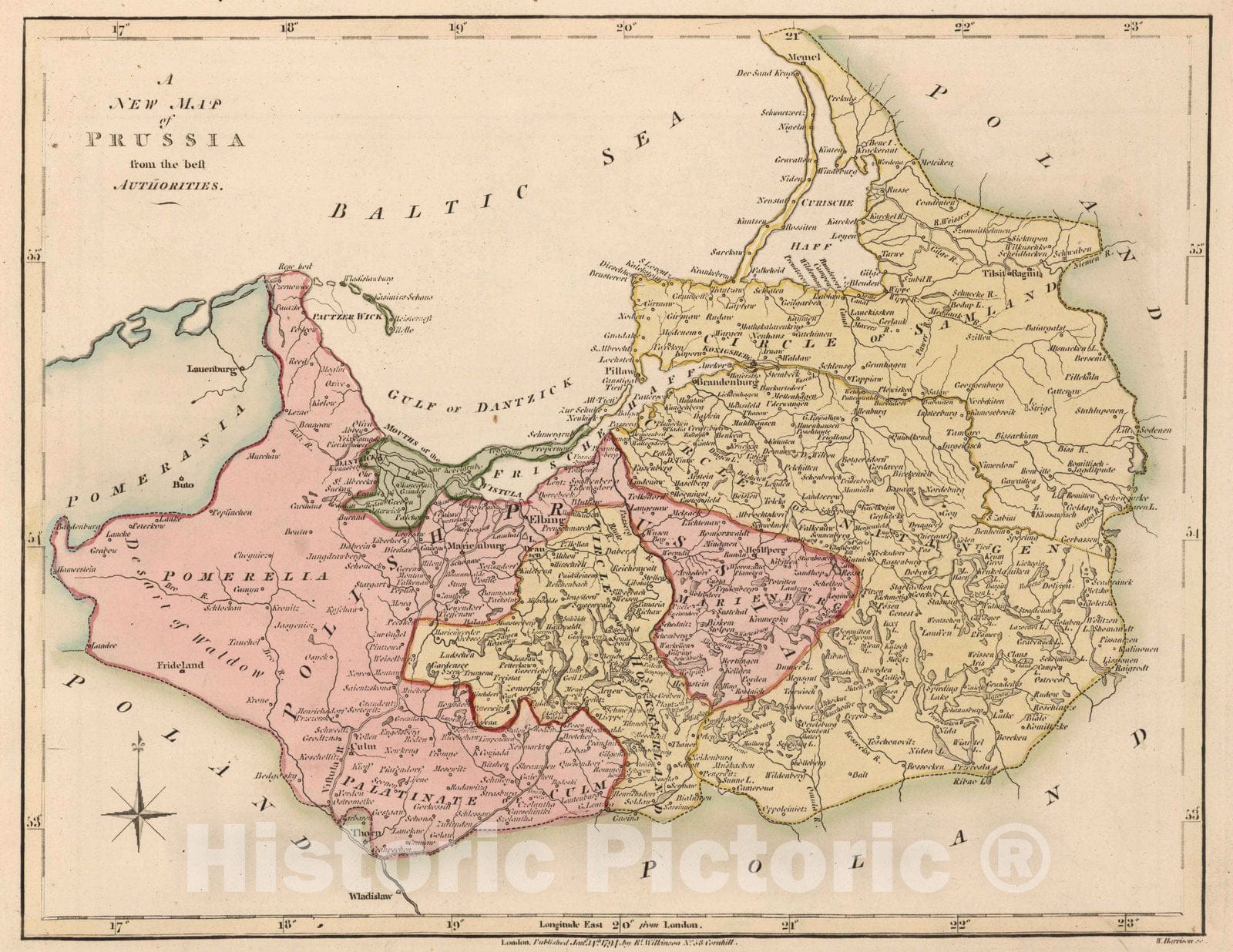 Historic Map : 1791 A New Map of Prussia. - Vintage Wall Art – Historic ...