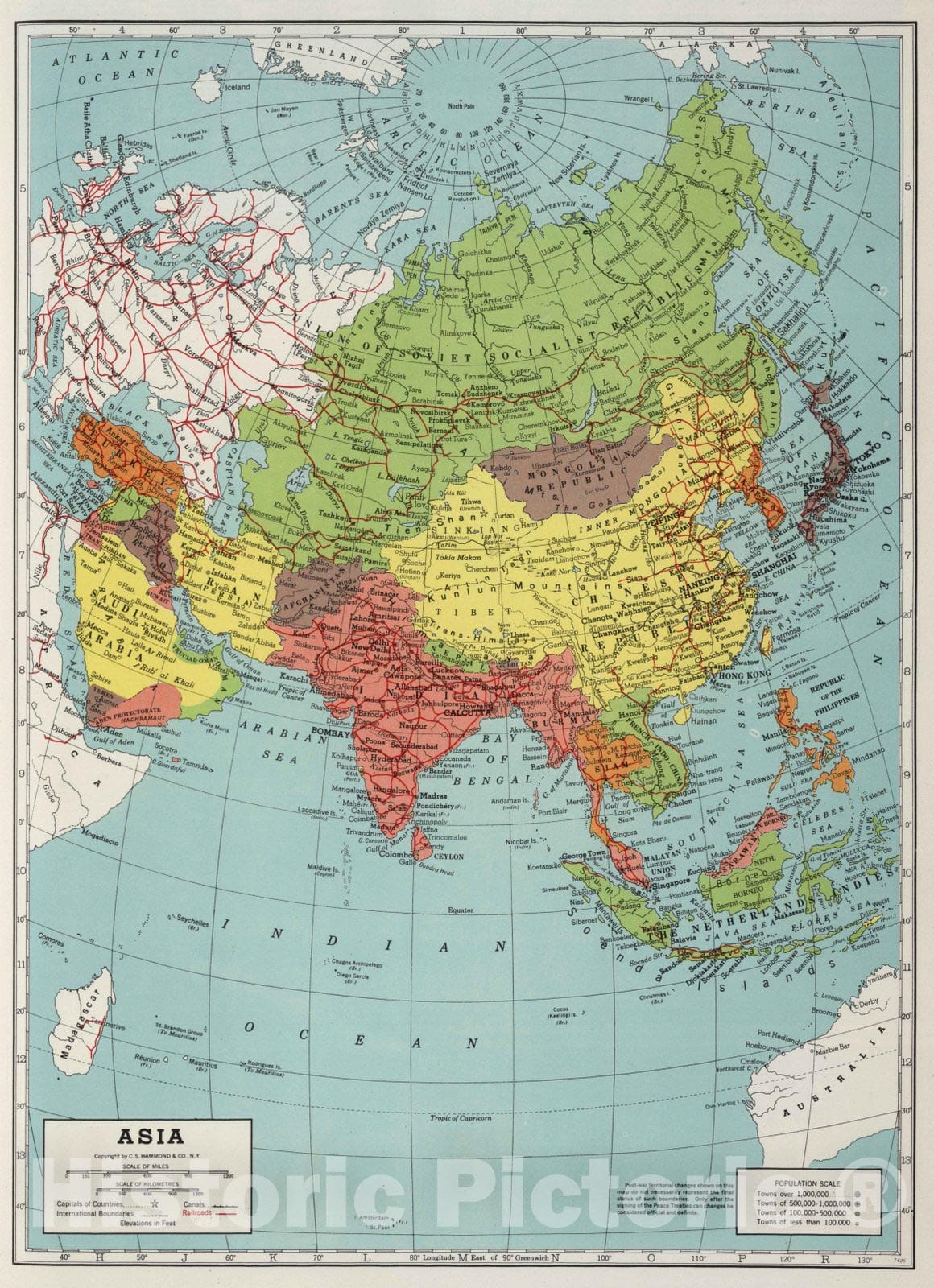 Historic Wall Map : 1948 Asia. - Vintage Wall Art – Historic Pictoric