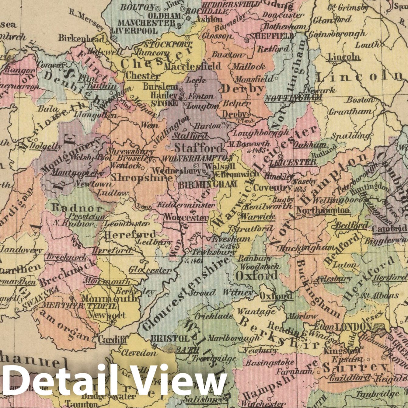 Historic Map - 1880 Political Map of England. - Vintage Wall Art ...