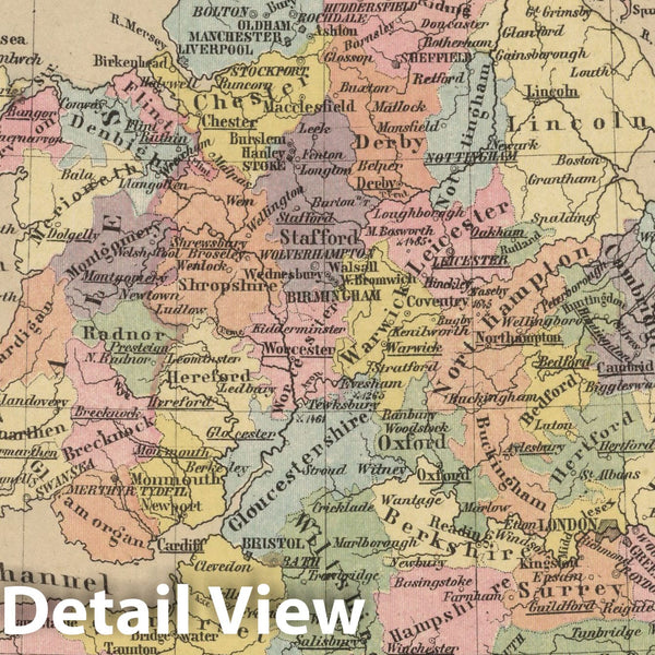 Historic Map - 1880 Political Map of England. - Vintage Wall Art ...