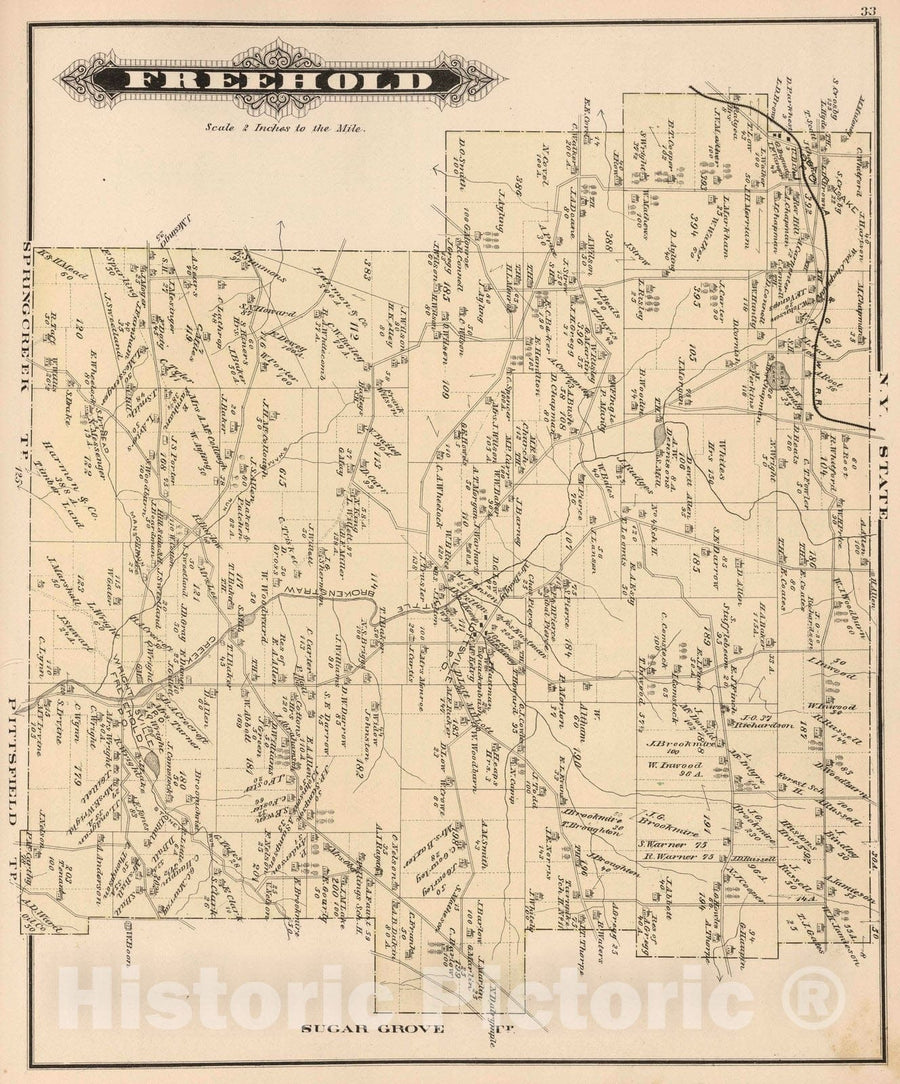 Historic Map : 1878 Freehold, Warren County, Pennsylvania. - Vintage W ...
