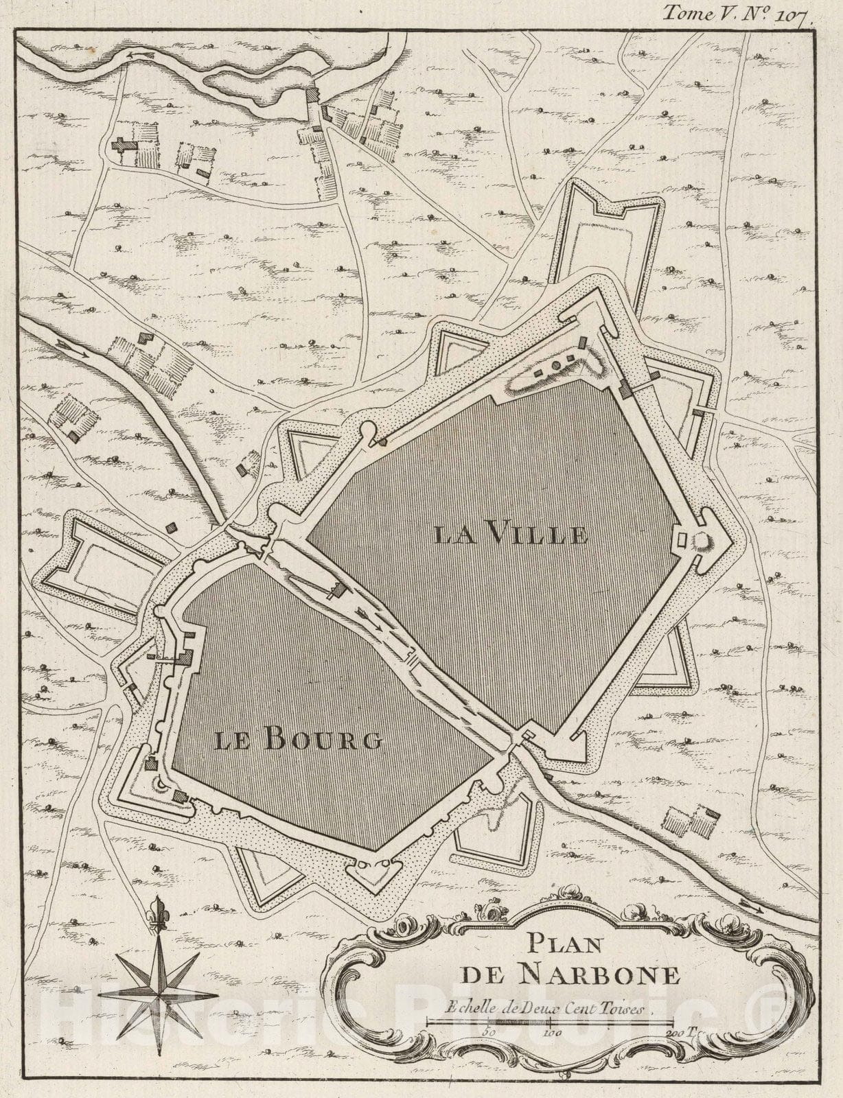 Historic Wall Map : France , Narbone France, Languedoc 1764 Plan de Na ...