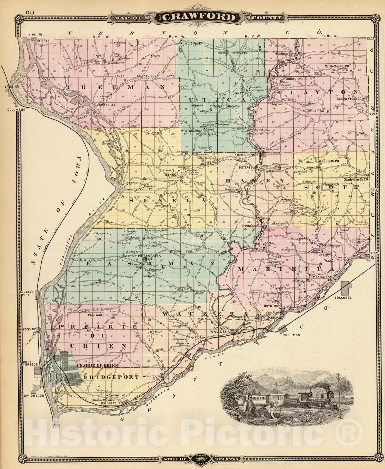 Historic Map : 1878 Map of Crawford County, State of Wisconsin. - Vint ...