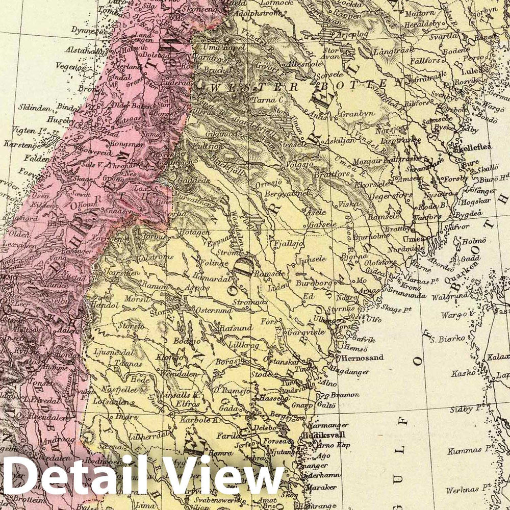 Historic Map : 1876 The Scandinavian kingdoms Norway, Sweden & Denmark ...