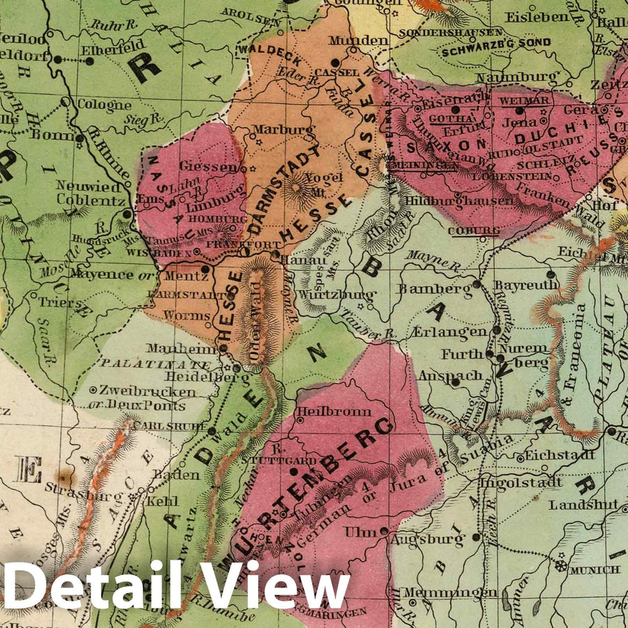 Historic Map : School Atlas - 1849 Political Map Of Germany - Vintage ...