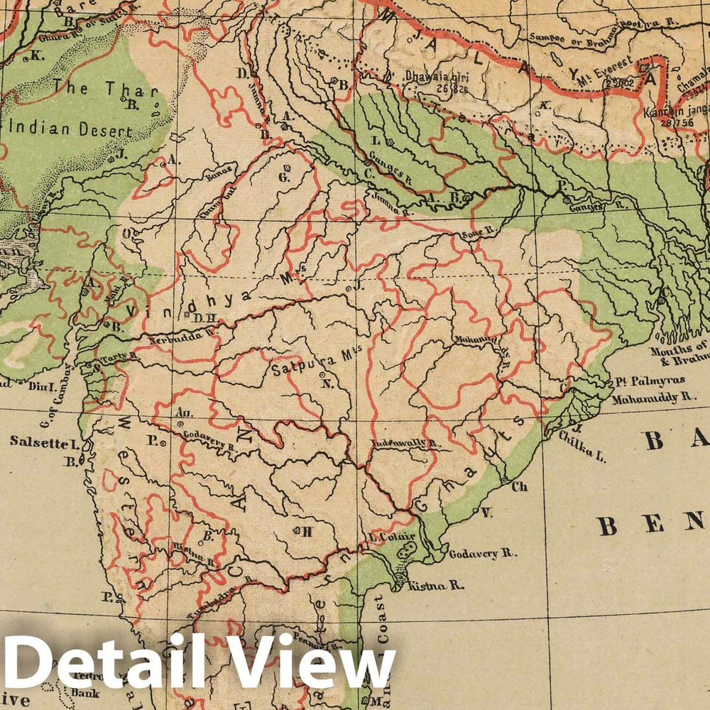 Historic Map : 1880 Physical Map of the Indian Empire. v1 - Vintage Wa ...