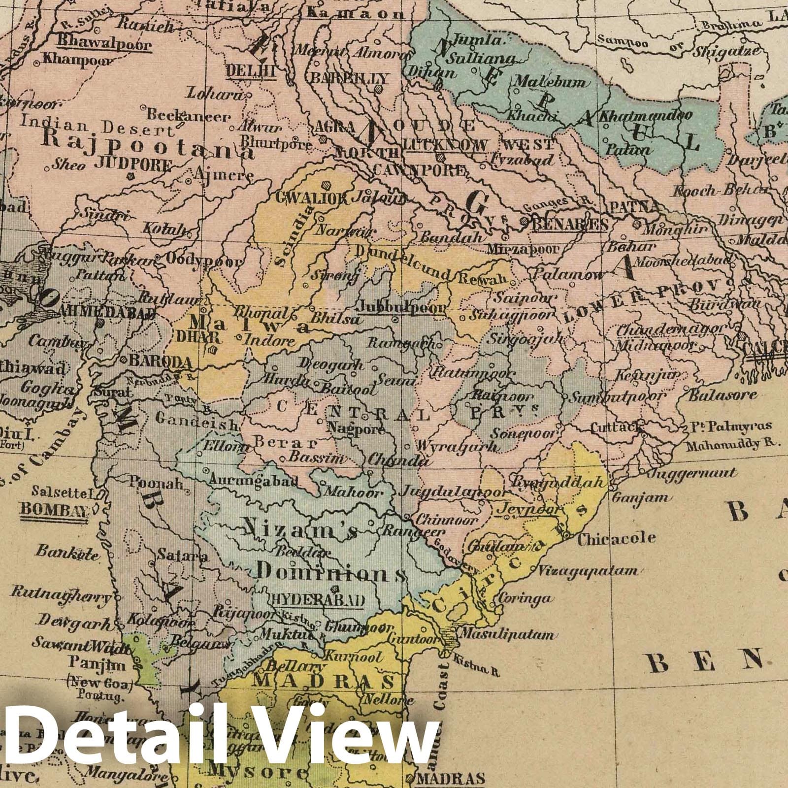 Historic Map : 1880 Political Map of the Indian Empire. - Vintage Wall ...