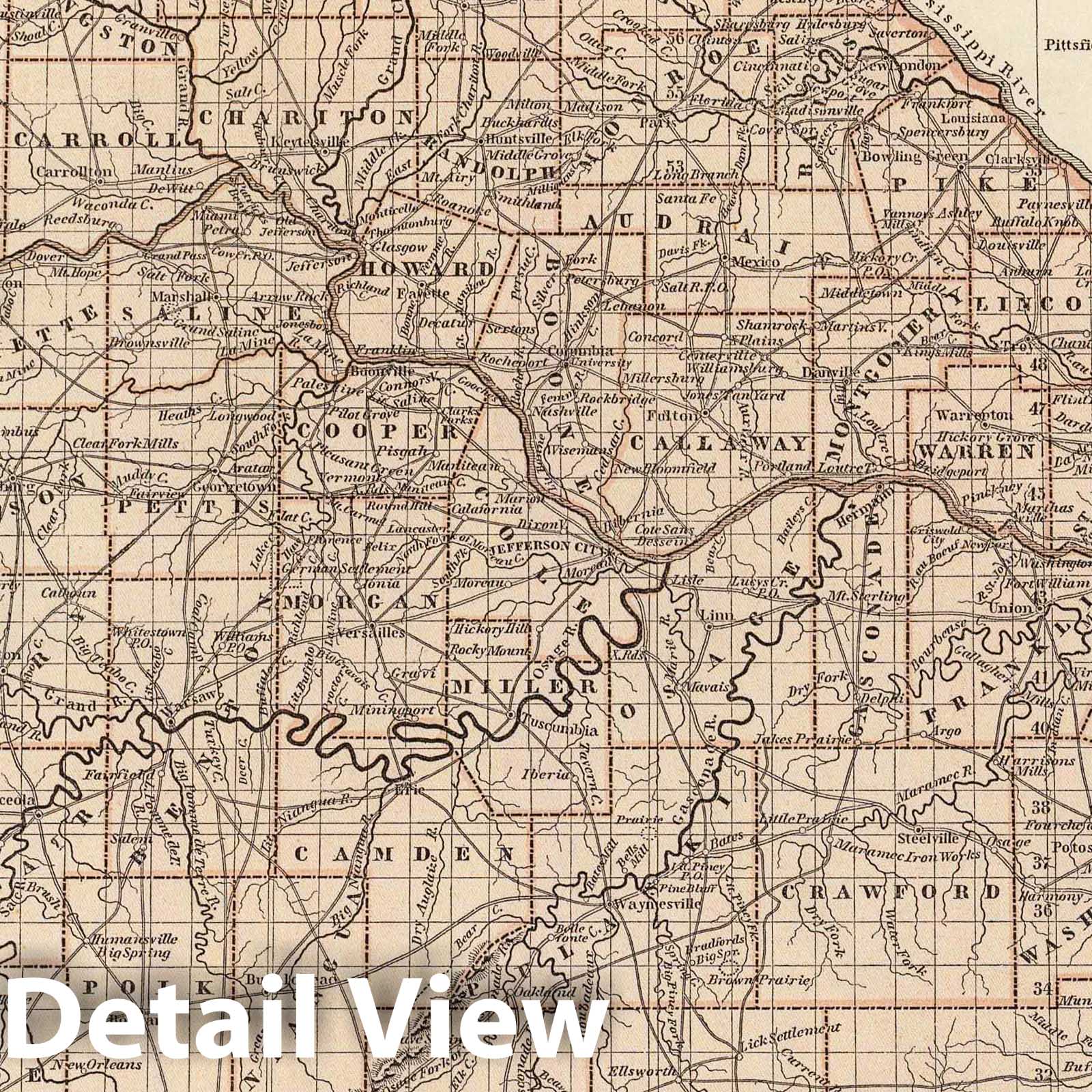 Historic Map : National Atlas - 1845 Missouri. - Vintage Wall Art ...